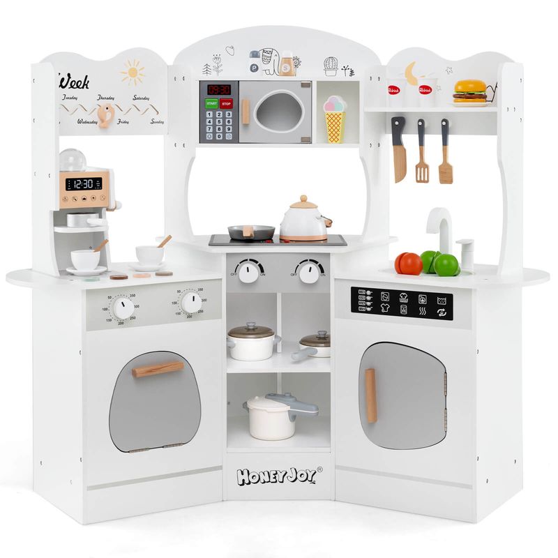 Corner Kitchen Playset w/ Coffee Machine Oven Microwave Washing Machine ...
