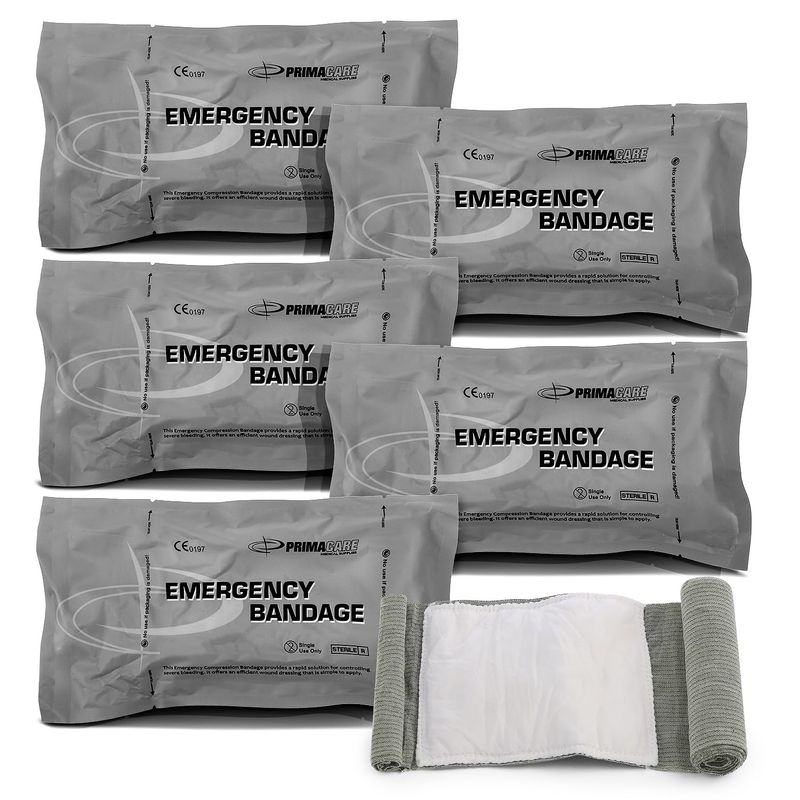 Primacare WB-7706 5-Pack Israeli Bandages – 6" Emergency Trauma Wound ...