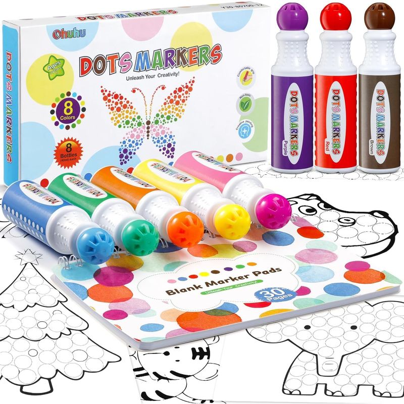 Ohuhu Washable Bingo Dabbers, 8 Colours Dot Marker for Toddlers (40 ml ...