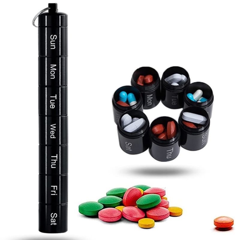 Pill Box 7 Day Metal,Weekly Pill Box Organiser Portable Pill Cases ...