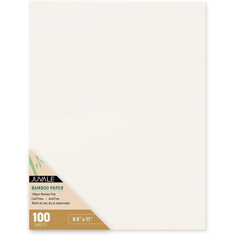 Juvale 100-Pack Cold Press Bamboo Paper Sheets for Mixed Media, Drawing ...