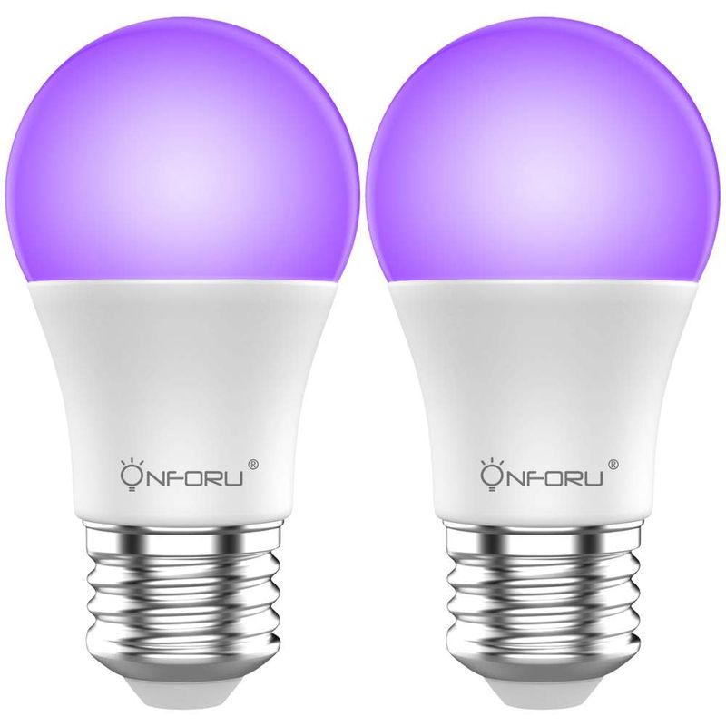 Onforu 2 Pack 9W UV LED Bulb, Black Light Bulb with E27 Base, UVA Level ...