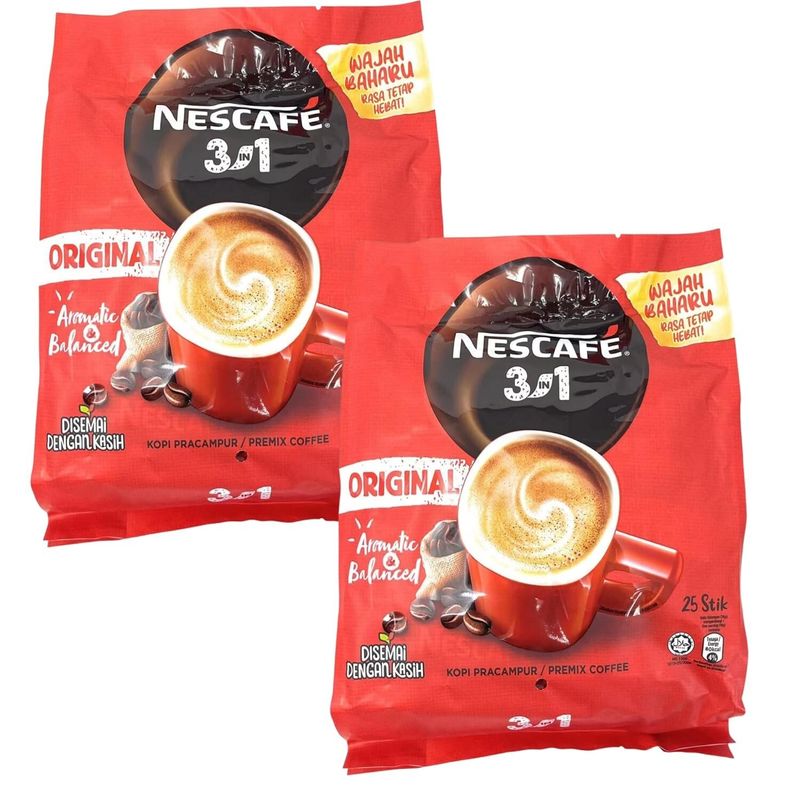 Nescafé 3-in-1 , Premix Instant Coffee Single Serve Packets Total 25 ...