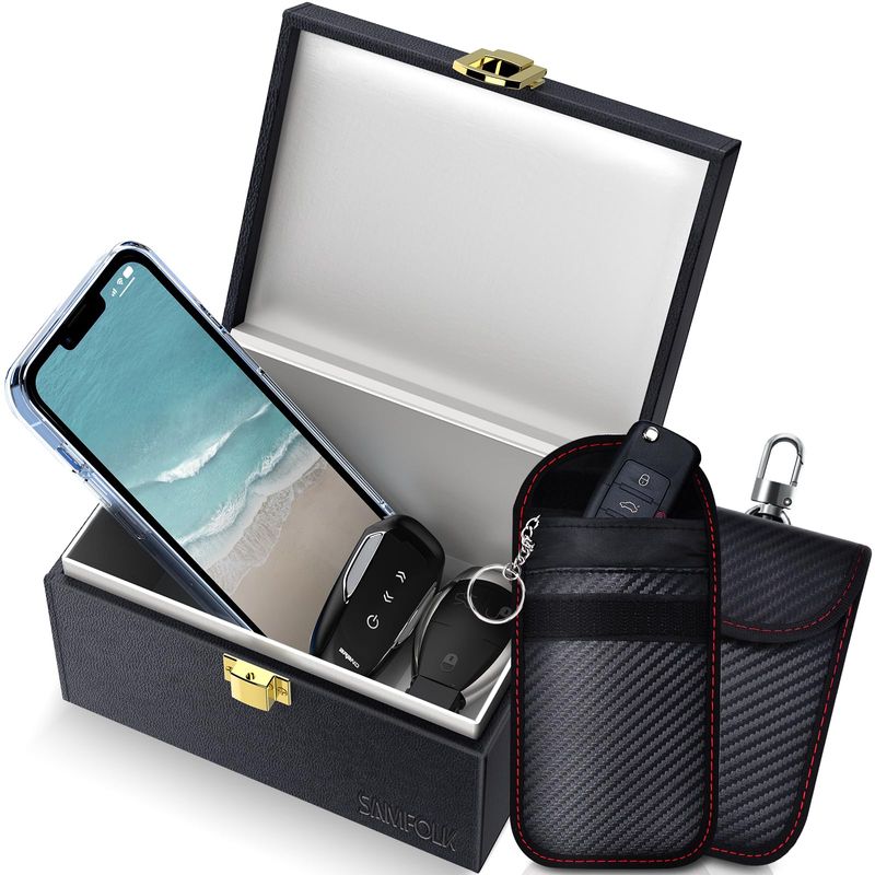 Samfolk Faraday Box and Pouch 2 Pack, Keyless Entry Car Key Safe ...