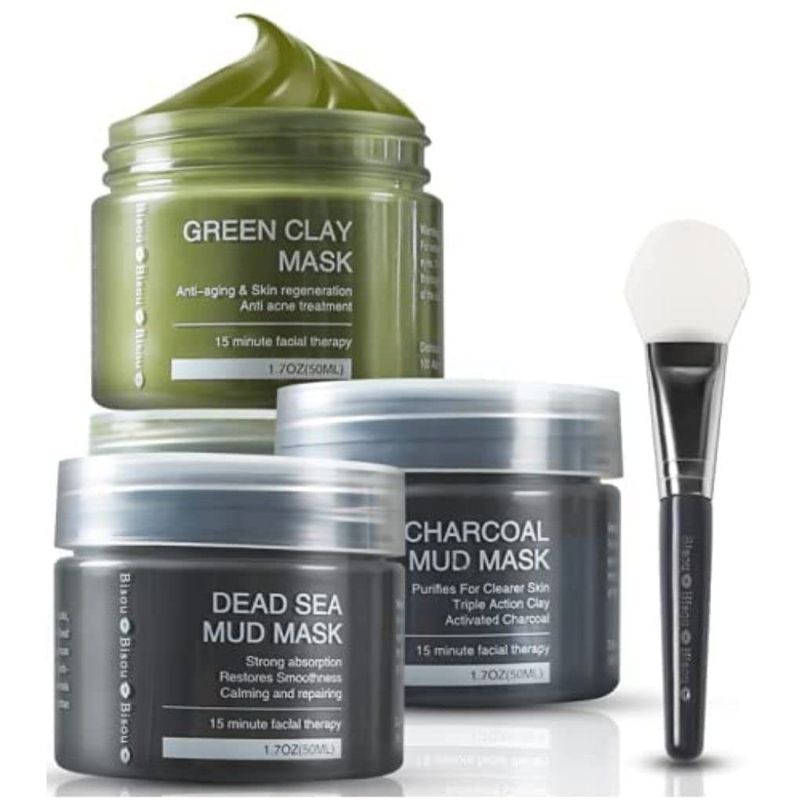 Bisou Bisou Bisou Clay, Dead Sea Mud & Charcoal Gel Face Mask Trio With ...