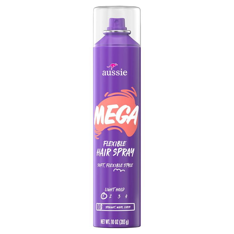 Aussie Mega Flexible Hair Spray for Curly Hair, Straight Hair, and Wavy ...