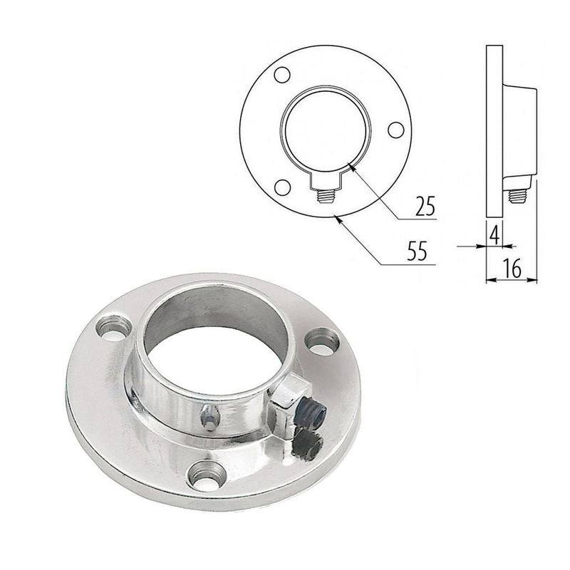 Wardrobe Rail Round Chrome Hanging Rail 700MM Free END Supports & Screw ...