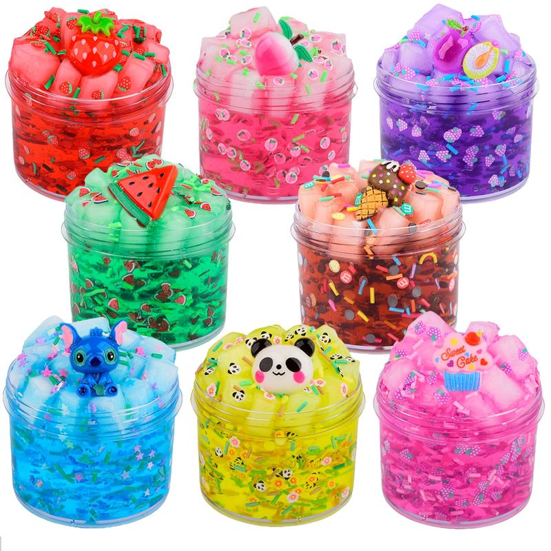 8 Pack Jelly Cube Crunchy Slime Kit, with Soft Stretchy Non-Sticky ...