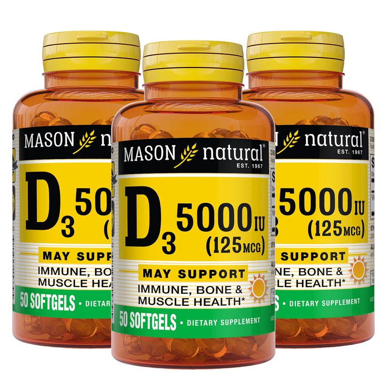 MASON NATURAL Vitamin D3 125 mcg (5000 IU) - Supports Overall Health ...