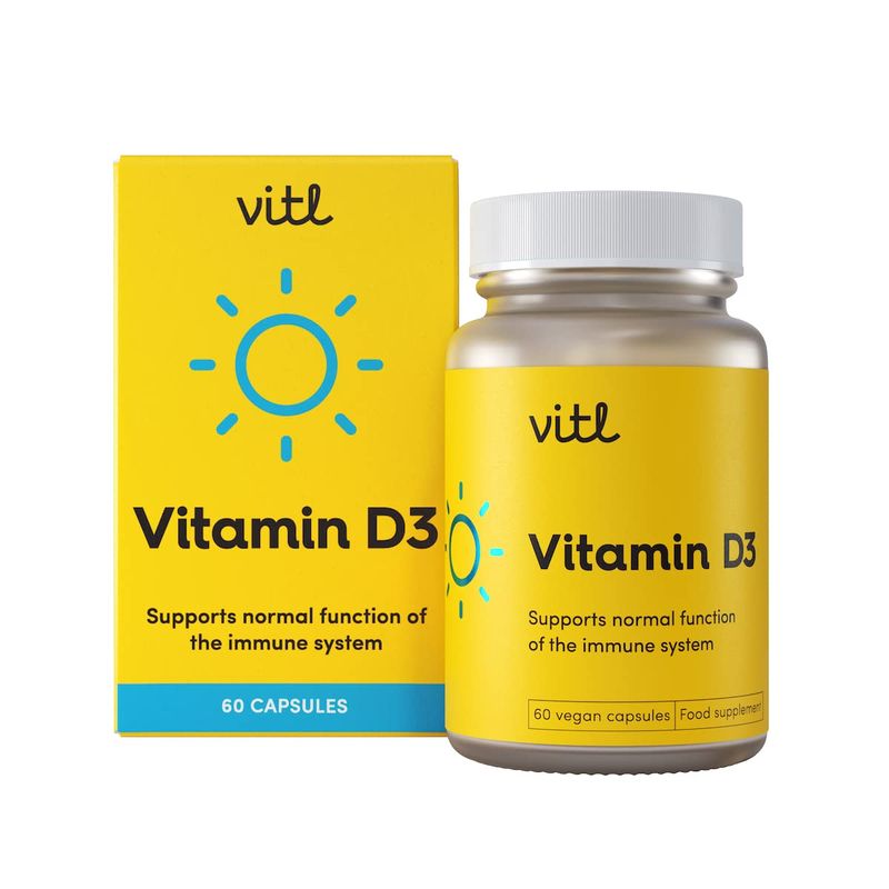 Vitl Vitamin D3 Supplement - 60 Vegan Softgel Capsules - Support for ...