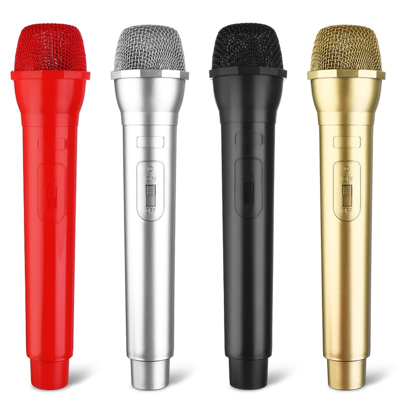 4 Pieces Microphone Prop Play Plastic Toy Microphone Fake Microphone ...