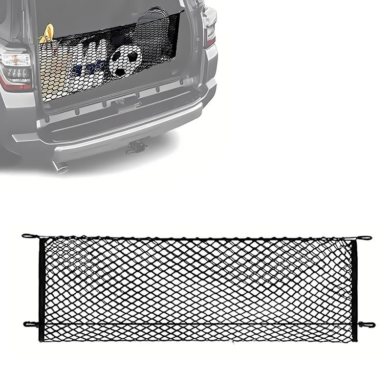 Car Rear Cargo Net, Adjustable Elastic Storage Organizer Cargo Net ...