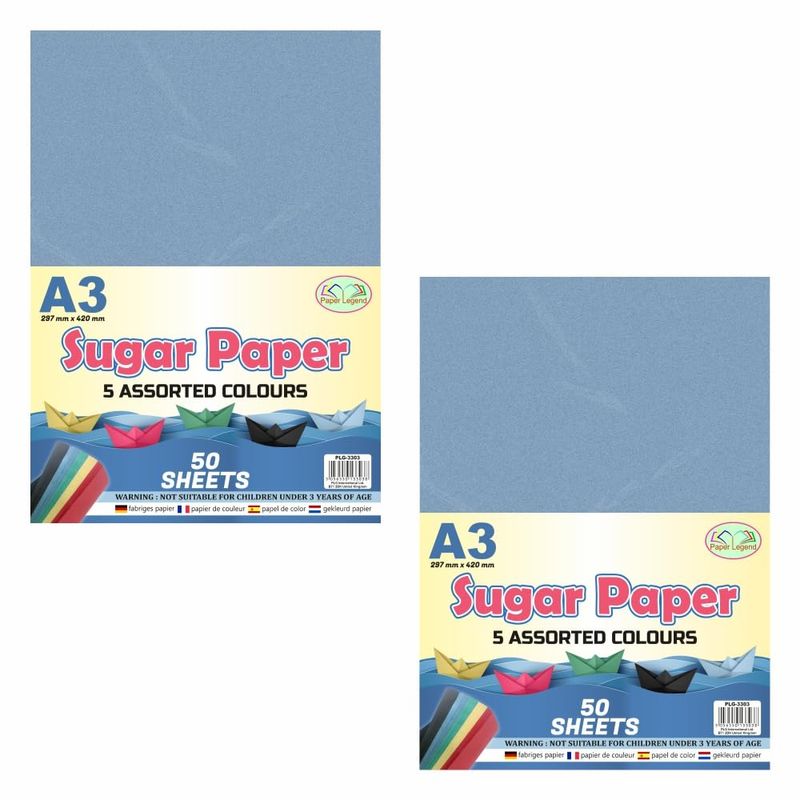 Set of 2 – A3 Recycled Assorted Colour Sugar Paper 70 GSM 50 Sheets ...
