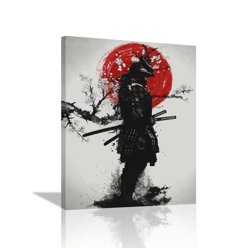 Japanese Samurai Wall Art - Armored Samurai Painting Canvas Prints ...