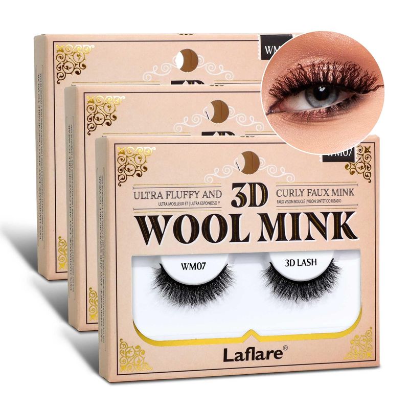 Laflare Wool Curl Faux Mink 3D Eyelashes | Lightweight, Reusable ...