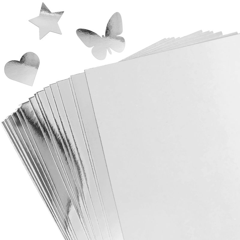 30 Sheets Metallic Silver Cardstock Paper - A4 Size (250gsm), Mirror ...