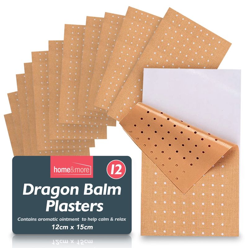 12pk Dragon Balm Plasters | 12 x 15cm Adhesive Heat Patches to Soothe ...