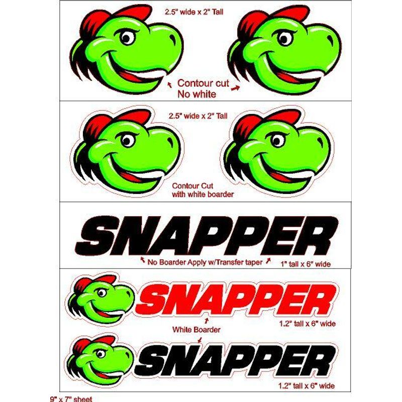 Snapper Sam Turtle Logo Set OEM graphics sticker emblem Lawnmower ...
