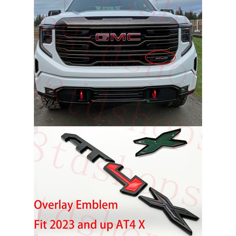 Front Grill Matte Black Red AT4X OVERLAY Emblem 2023+ GMC Canyon and ...