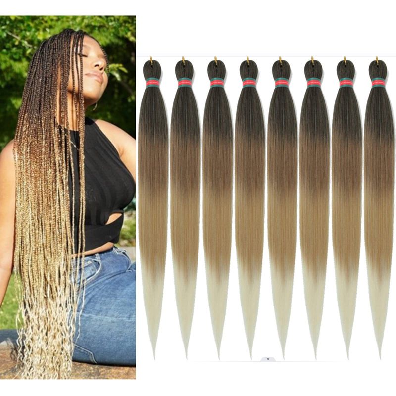 RUN SHUI Ombre Pre stretched Braiding Hair, 36 Inch 4 tones Kanekalon ...