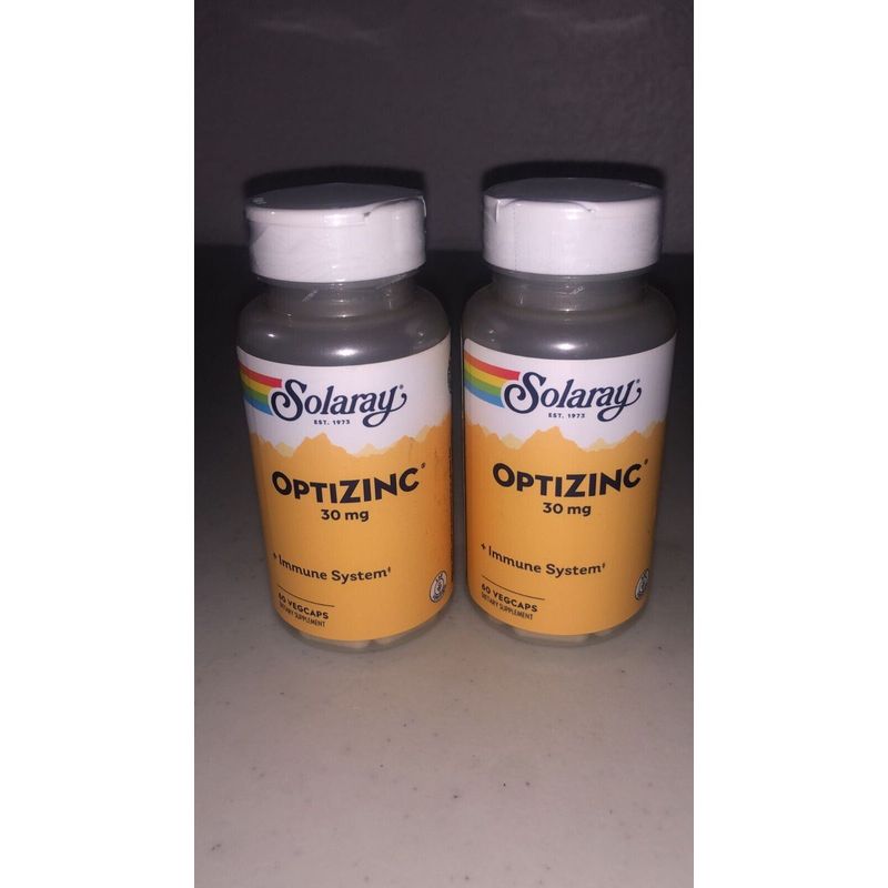 Solaray OptiZinc 30 mg 60 Capsules 2 Bottles Immune System Support ...