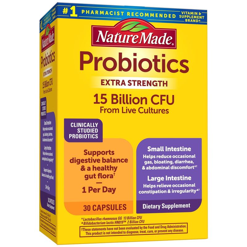 Nature Made Extra Strength Probiotics 30 Count 15 Billion CFU Digestive ...