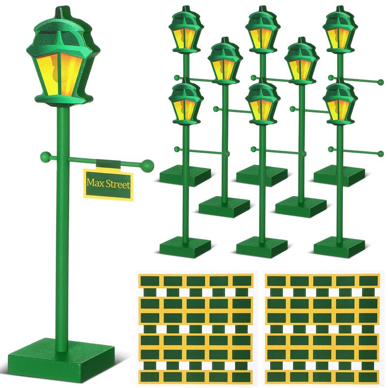 Colingmill 8 Pcs Green Street Sign Lamp Post Centerpiece Wooden Lamp ...