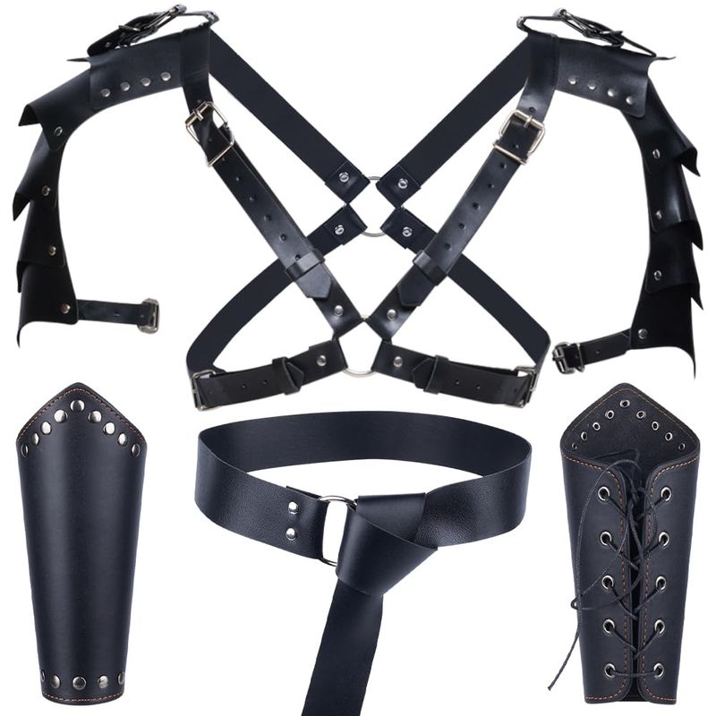 GORGECRAFT 4PCS Medieval Knight Costume Accessories Set Leather ...