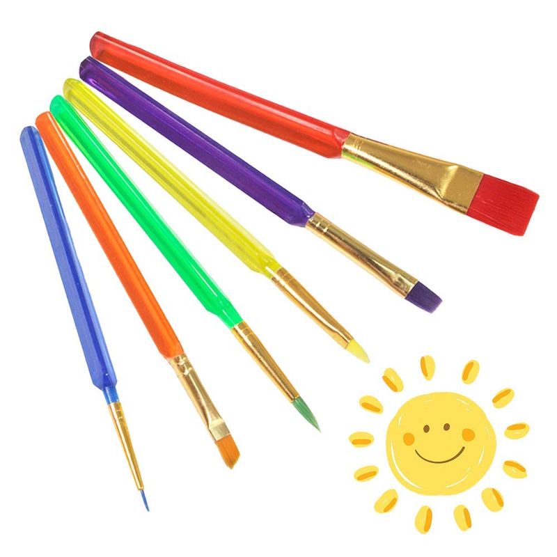 Childrens Paint Brushes, 6 Pcs Colorful Kids Paint Brush Set Plastic ...