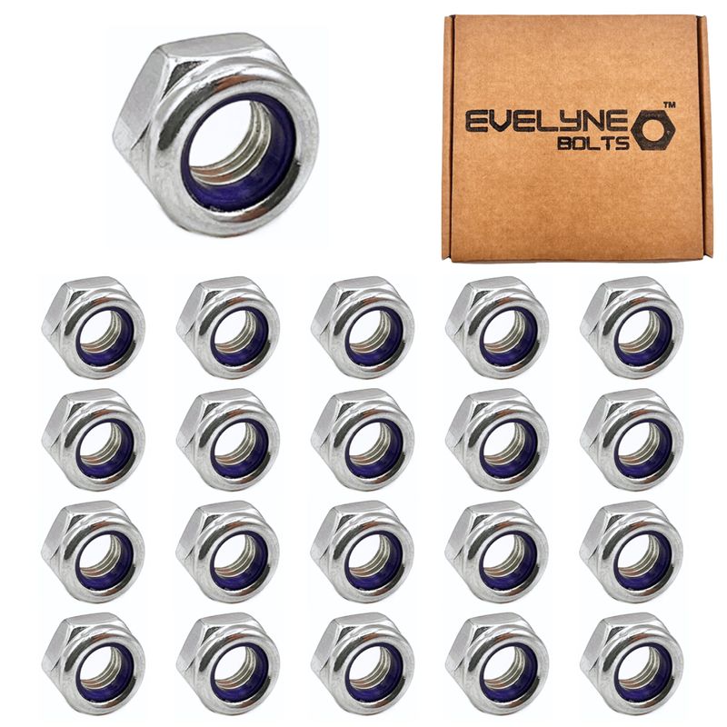 M4 Nyloc Steel Nuts, 4mm Self Locking Nuts with Nylon Inserts (20 Pack ...