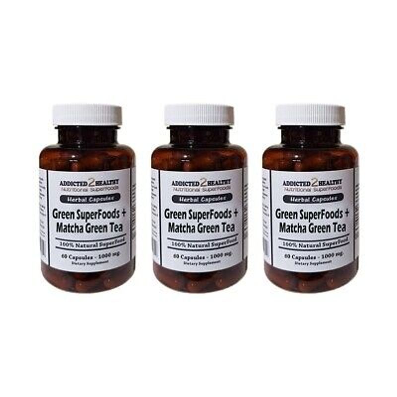 180 Green SuperFoods + Matcha Green Tea Capsules - Immunity, Energy ...