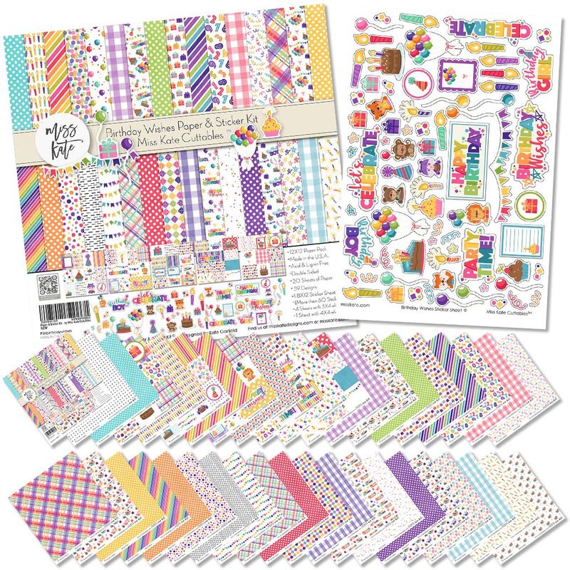 Paper & Sticker Kit – Birthday Wishes – for Happy Kids Party Surprise ...
