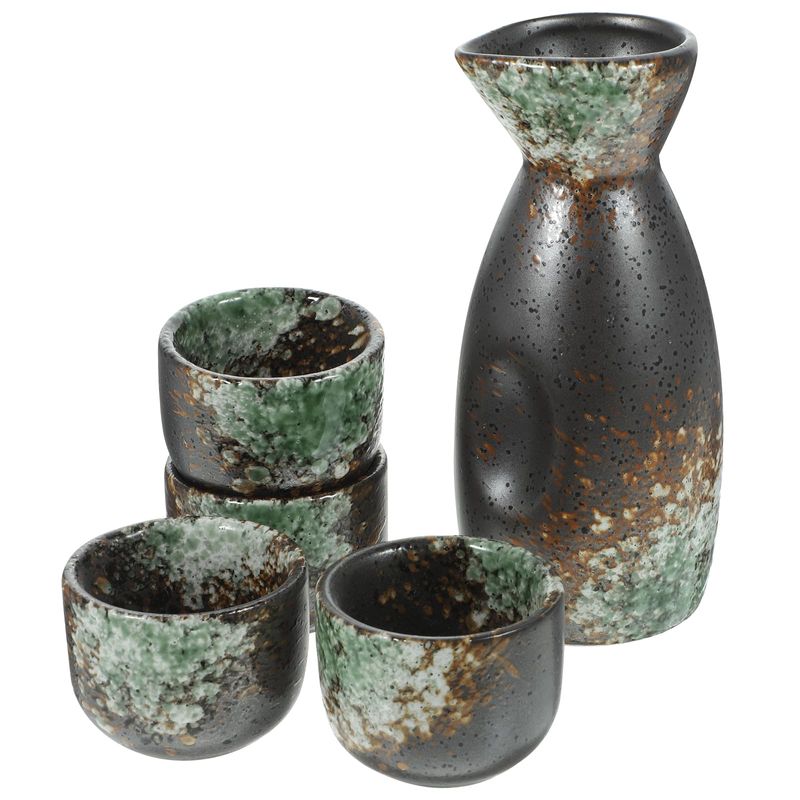 Luxshiny Japanese Ceramic Sake Set: 1 Sake Bottle 4 Sake Cups ...