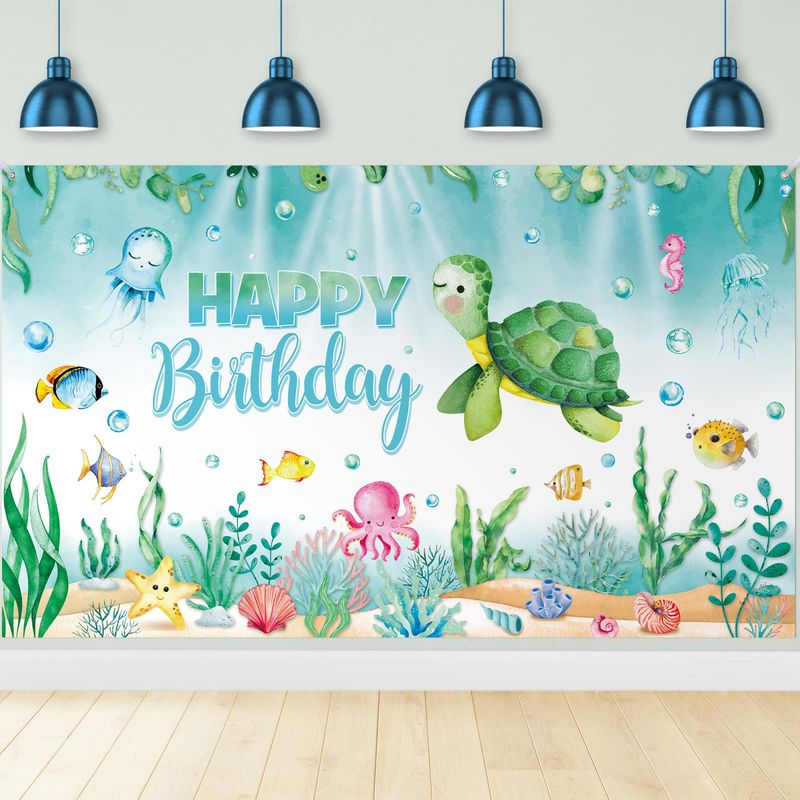 Preboun Ocean Animal Backdrop Ocean Turtle Decorations Ocean Theme ...