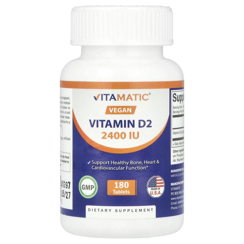 Vegan Vitamin D2, 2,400 IU, 180 Tablets - Online Marketplace - EveryMarket