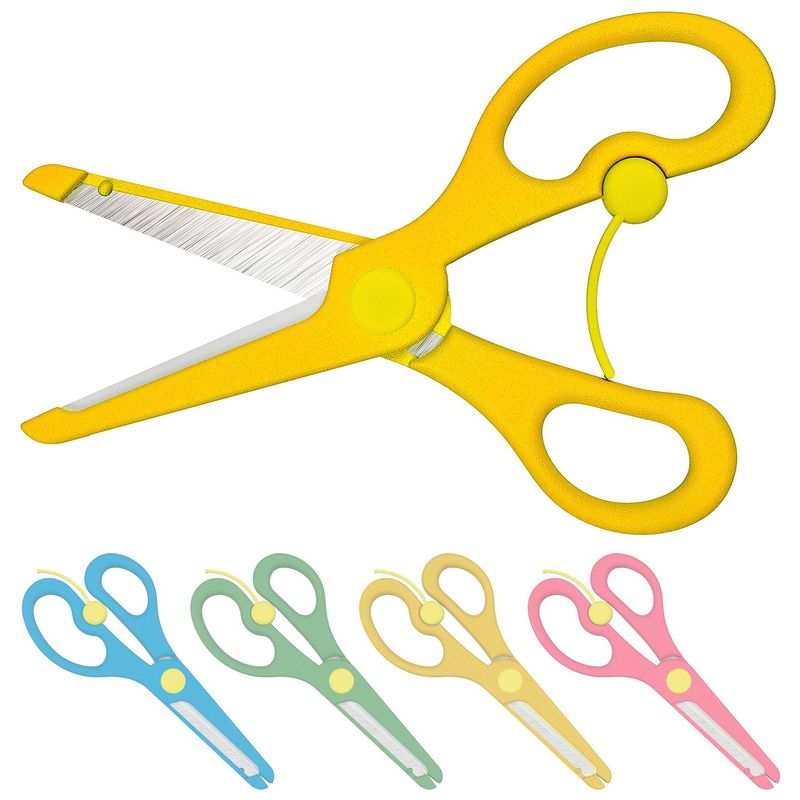 Scissors with Safety Device | Yellow Scissor for Kids with Metal Blade ...