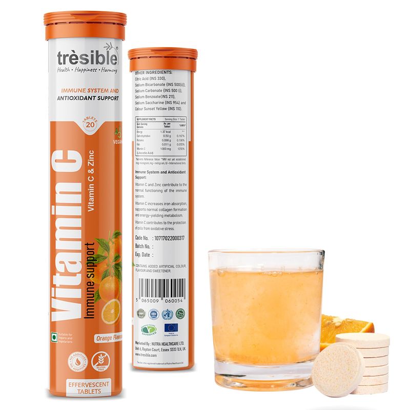 Trèsible Vitamin C and Zinc Effervescent Tablets (20 Count) - Vitamin C ...
