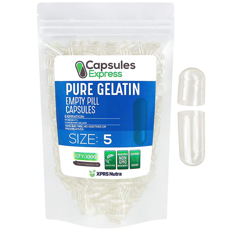 XPRS Nutra Size 5 Empty Capsules - 5000 Count Very Small Clear Empty ...