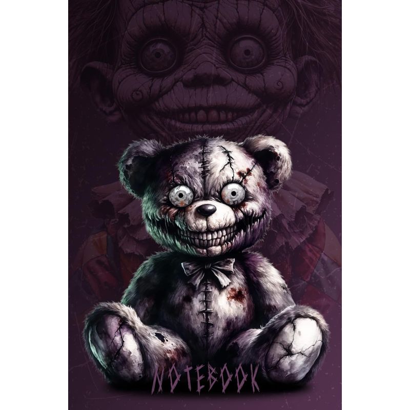 Creepy Zombie Teddy Bear with Clown Notebook: Creepy Teddy Bear ...