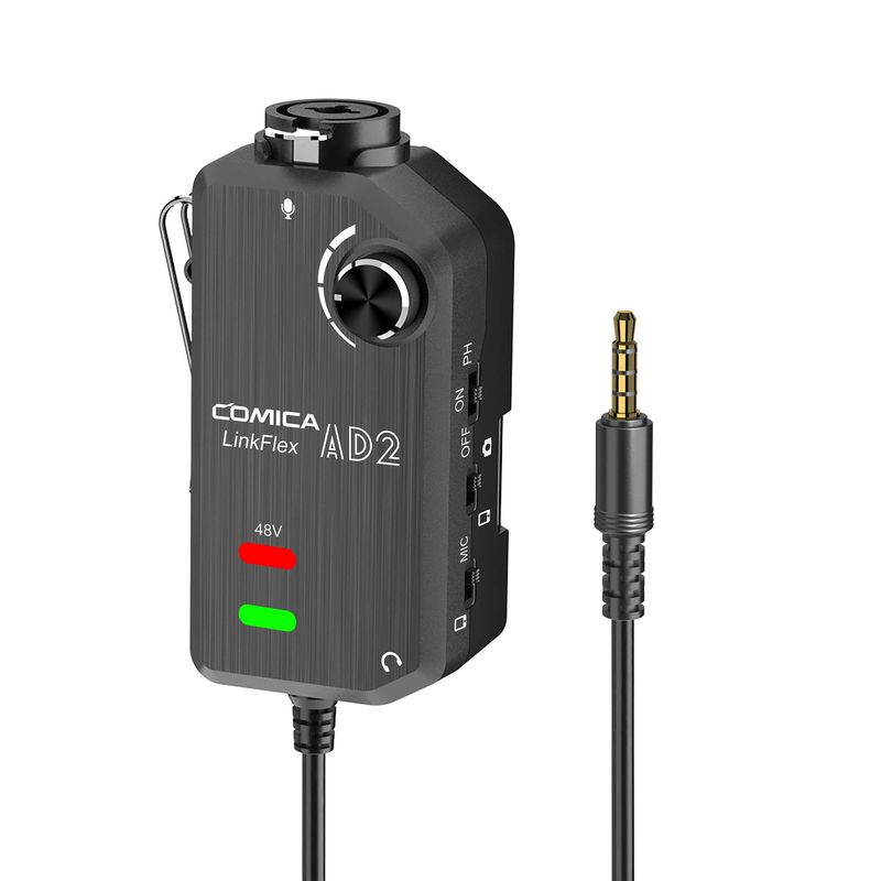 COMICA LINKFLEX AD2 XLR/ 6.35mm Audio Preamp Adapter with 48V Phantom ...