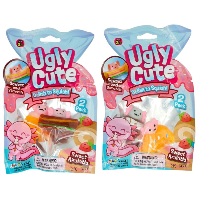 JA-RU Sweet Axolotl Toys. Ugly Cute Sqweez & Stretch Squishy Animal Foodie Sweets (2 Packs / 4 ...