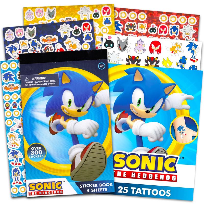 Sonic the Hedgehog Stickers and Tattoos Super Set for Kids - Bundle ...