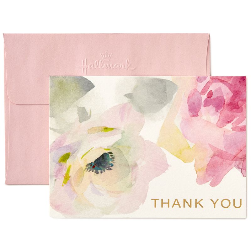 Hallmark Thank You Cards, Watercolor Flowers (10 Cards with Envelopes ...