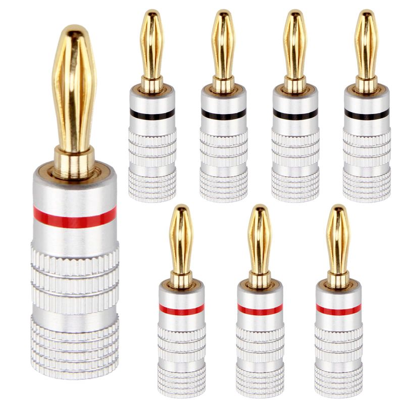 LANAFAY 8pcs Banana Plugs, 24K Gold Plated 4mm Speaker Connectors ...