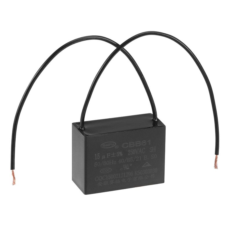 uxcell CBB61 15uF 250V AC 2-Wire Metallized Polypropylene Film ...