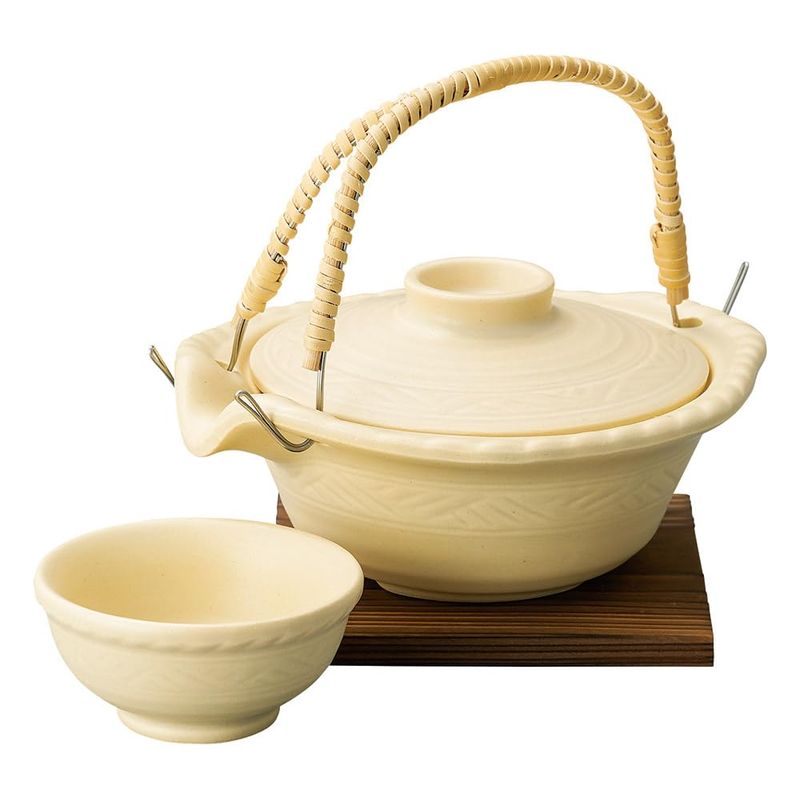 Ale-net Steamed Dobin, 9.5 fl oz (280 cc), Cream Flat Earthenware (With ...