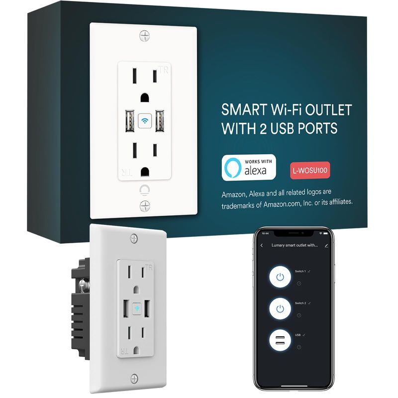 Smart in Wall Outlet, Standard Electrical Outlets with 2 USB Ports & 2 ...