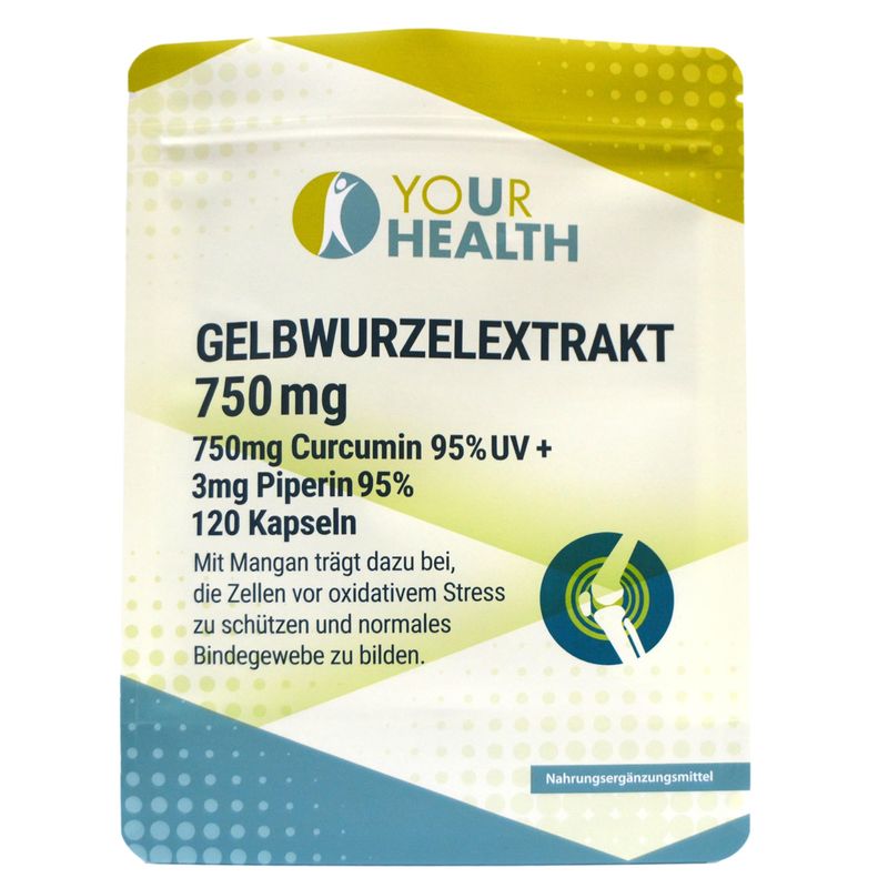Yellow Root Extract 750mg Curcumin 95% UV + 3mg Piperine 95%; in ...
