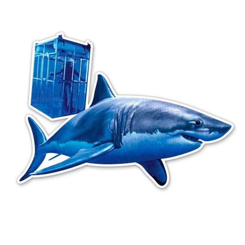 Great White Shark Cage Diving - 12" Vinyl Sticker Waterproof Decal ...