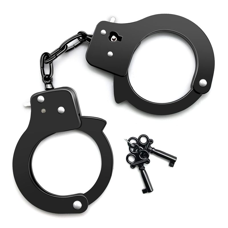 AUYYOSK Toy Metal Handcuffs with Key,Safety Party Supplies Accessory ...